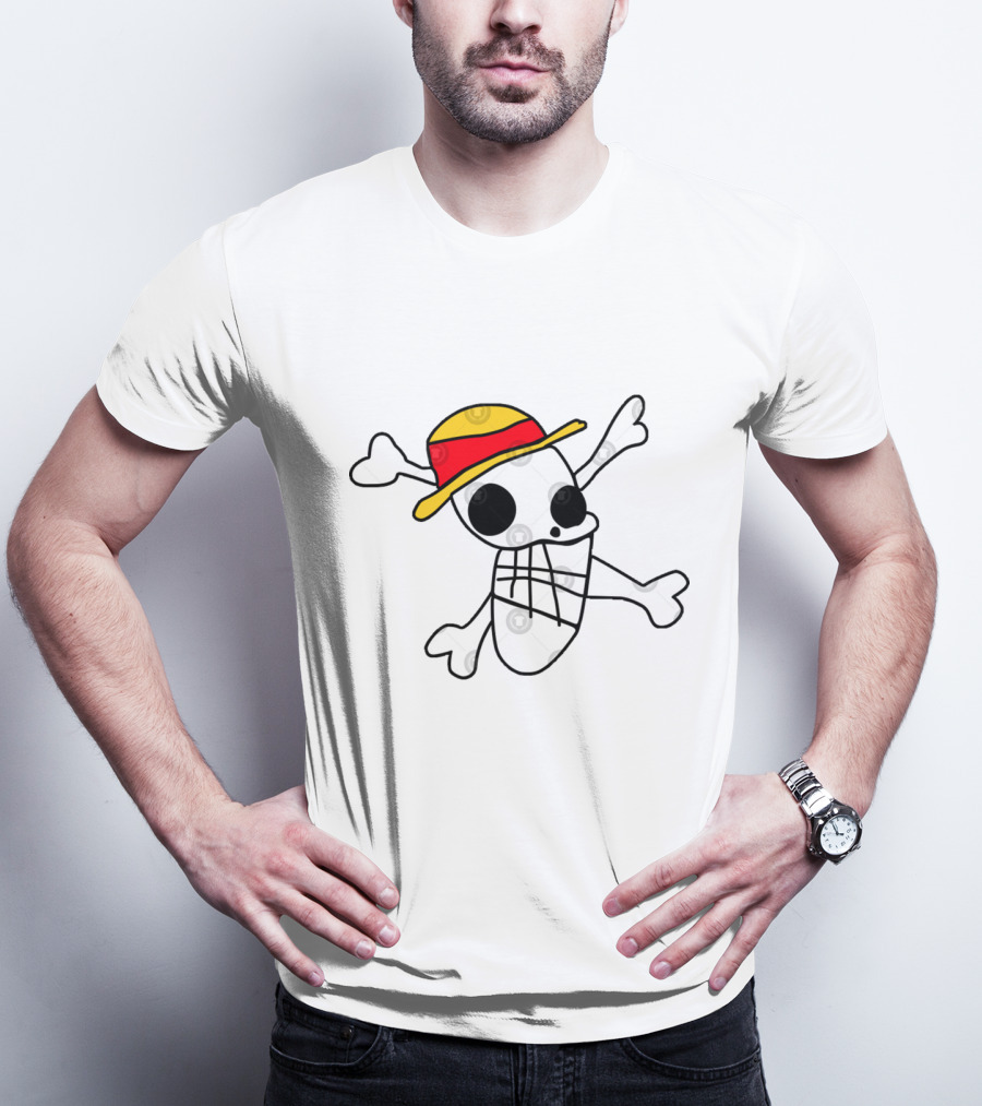 Iwaras Flag Straw Hat Skull Crossbones T-Shirt