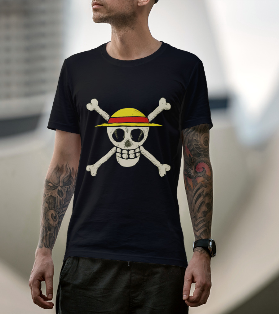 One Piece Skull Luffy Hat Crossbones By Miskel T-Shirt
