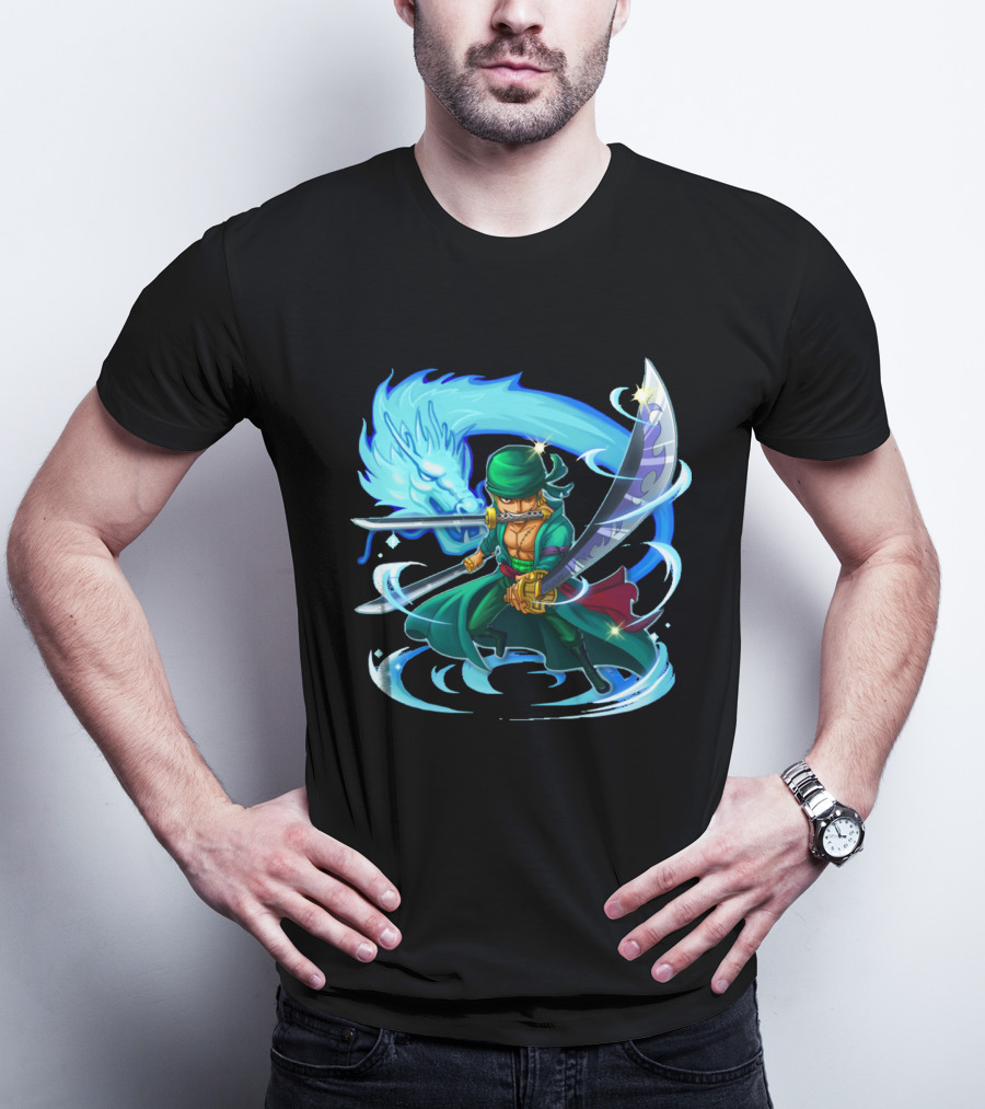 Roronoa Zoro Swordmaster With Blue Dragon Aura T-Shirt