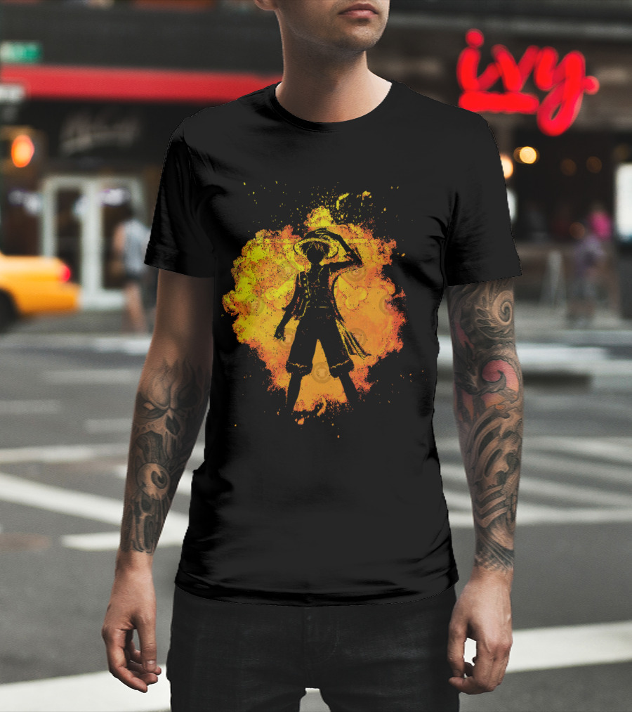Soul Of The Pirate Luffy Fire Silhouette Anime T-Shirt