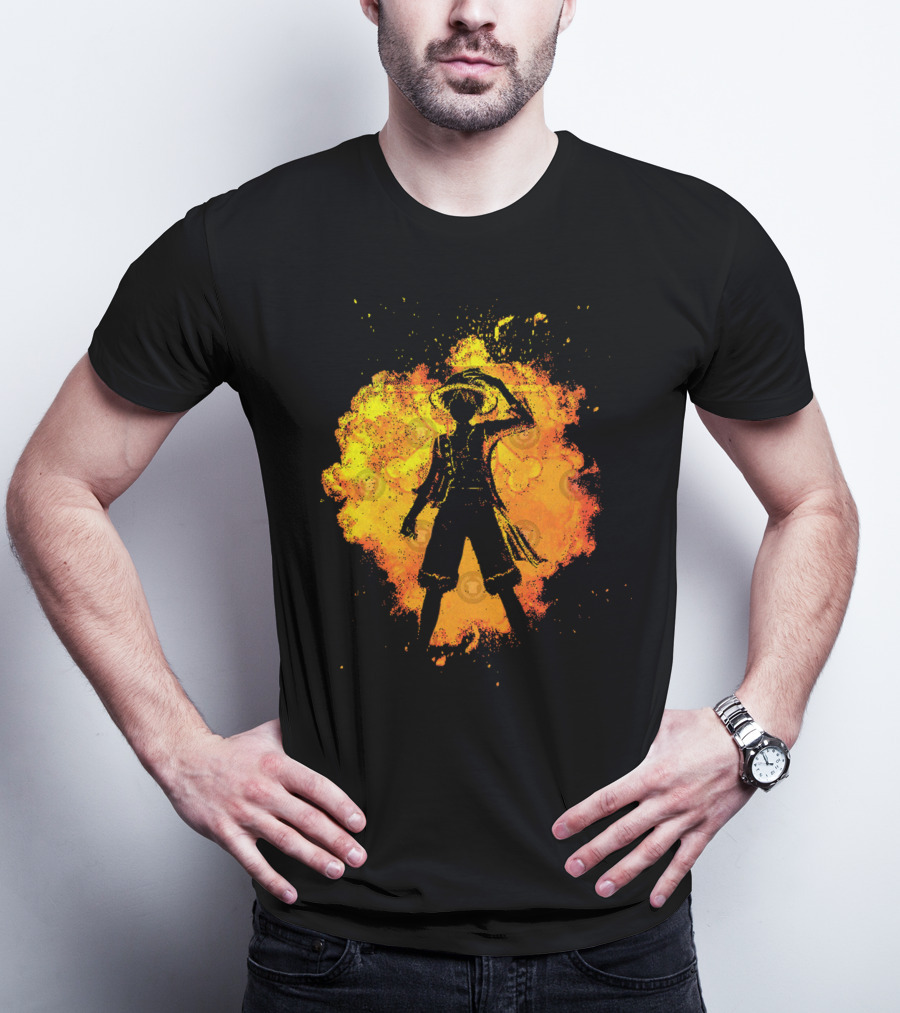 Soul Of The Pirate Luffy Fire Silhouette Anime T-Shirt
