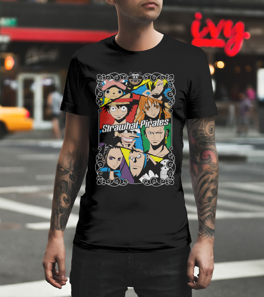Strawhat Pirates Crew Vibrant Character Portraits T-Shirt