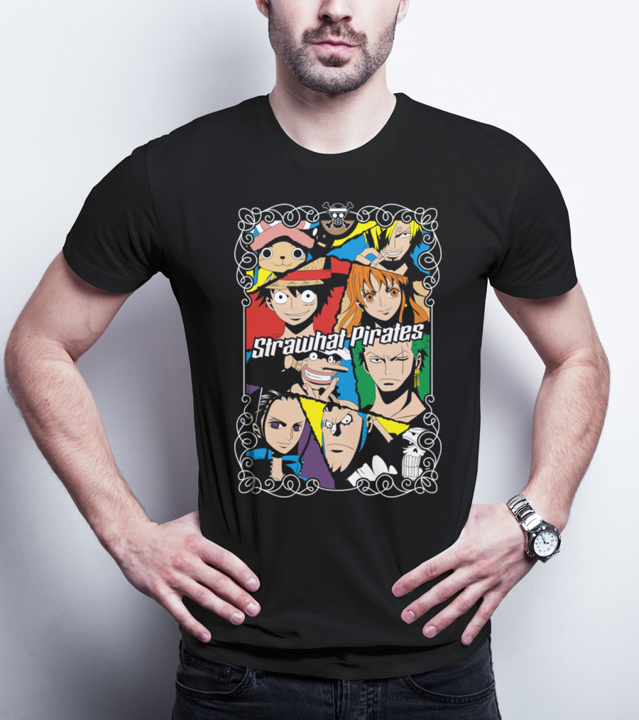 Strawhat Pirates Crew Vibrant Character Portraits T-Shirt