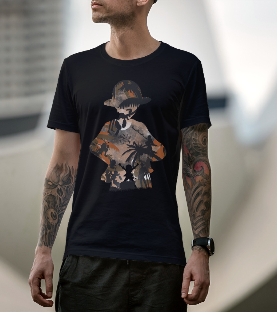 One Piece Straw Hat Crew Adventure Silhouette Scene T-Shirt