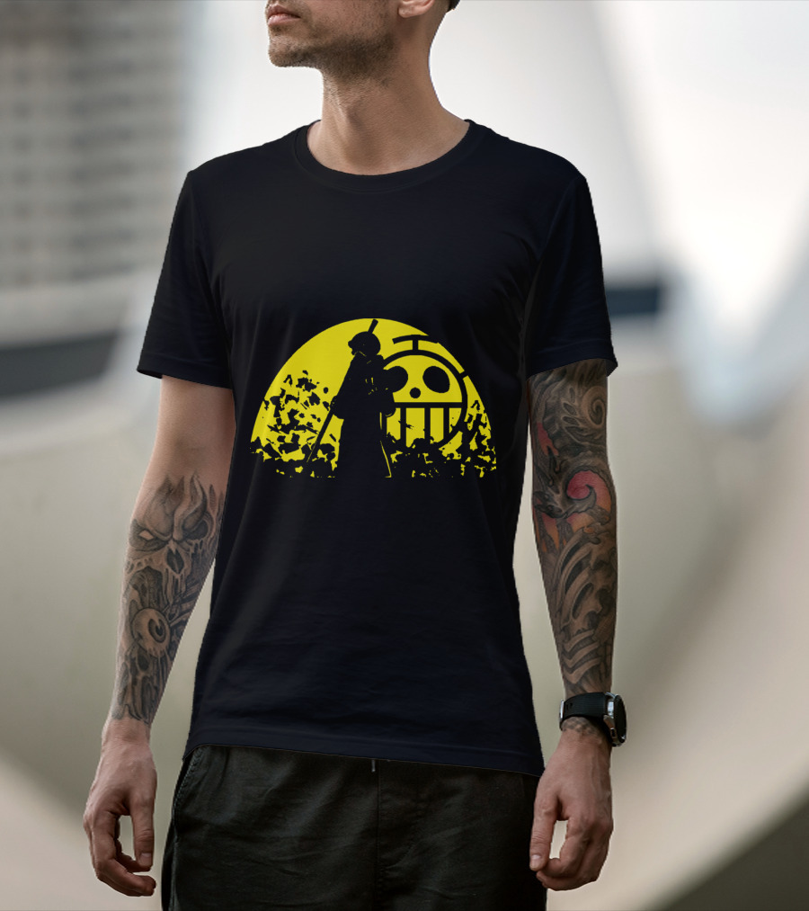Trafalgar D Water Law One Piece Heart Pirates Jolly Roger Sunset T-Shirt