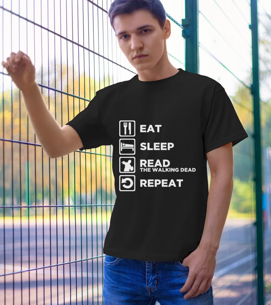 Eat Sleep Read The Walking Dead Repeat Zombie Cycle T-Shirt