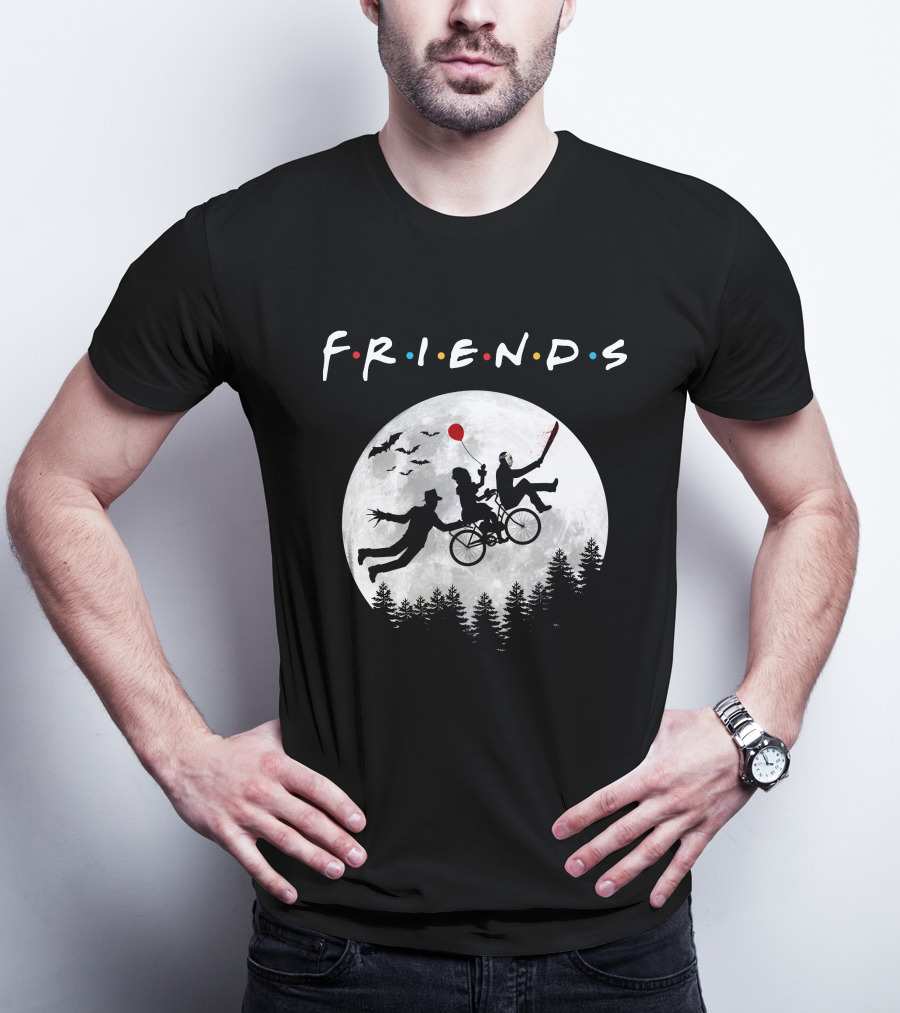 Friends Halloween Horror Movies Iconic Characters Full Moon Scene T-Shirt