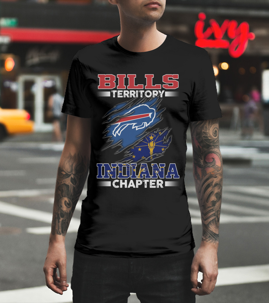 BILLS Territory Indiana Chapter Buffalo Logo With State Flag T-Shirt