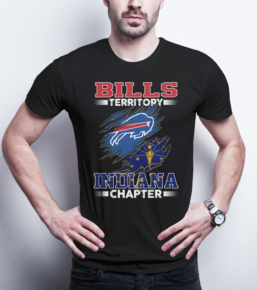 BILLS Territory Indiana Chapter Buffalo Logo With State Flag T-Shirt
