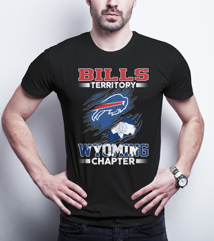 BILLS Territory Wyoming Chapter Buffalos Logo And State Flag T-Shirt