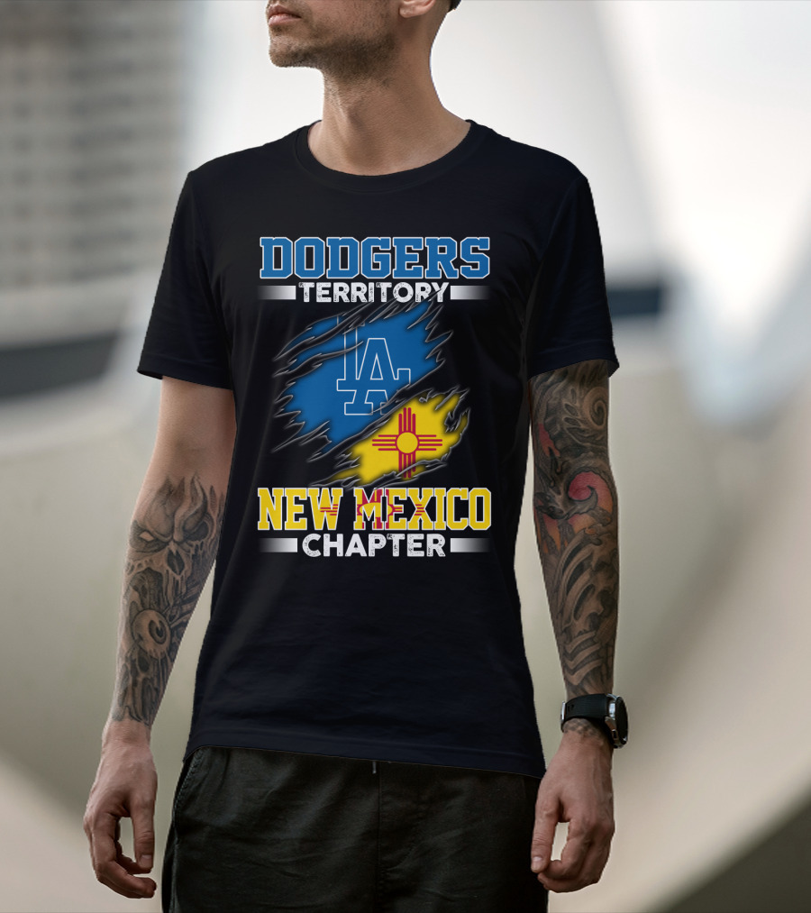 Dodgers Territory New Mexico Chapter LA Logo New Mexico Flag T-Shirt