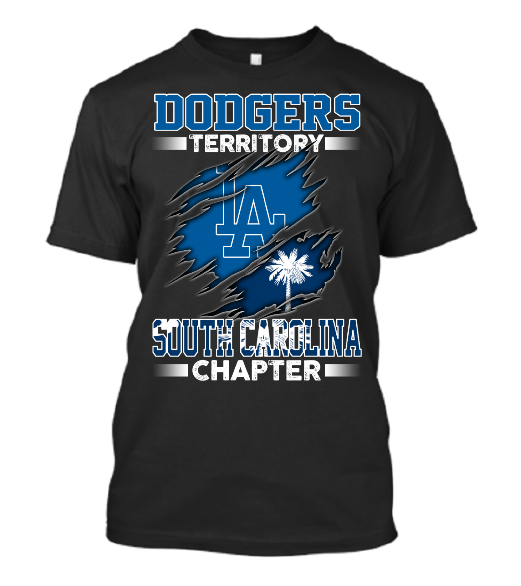 Dodgers Territory South Carolina Chapter LA Logo Palmetto Tree T-Shirt