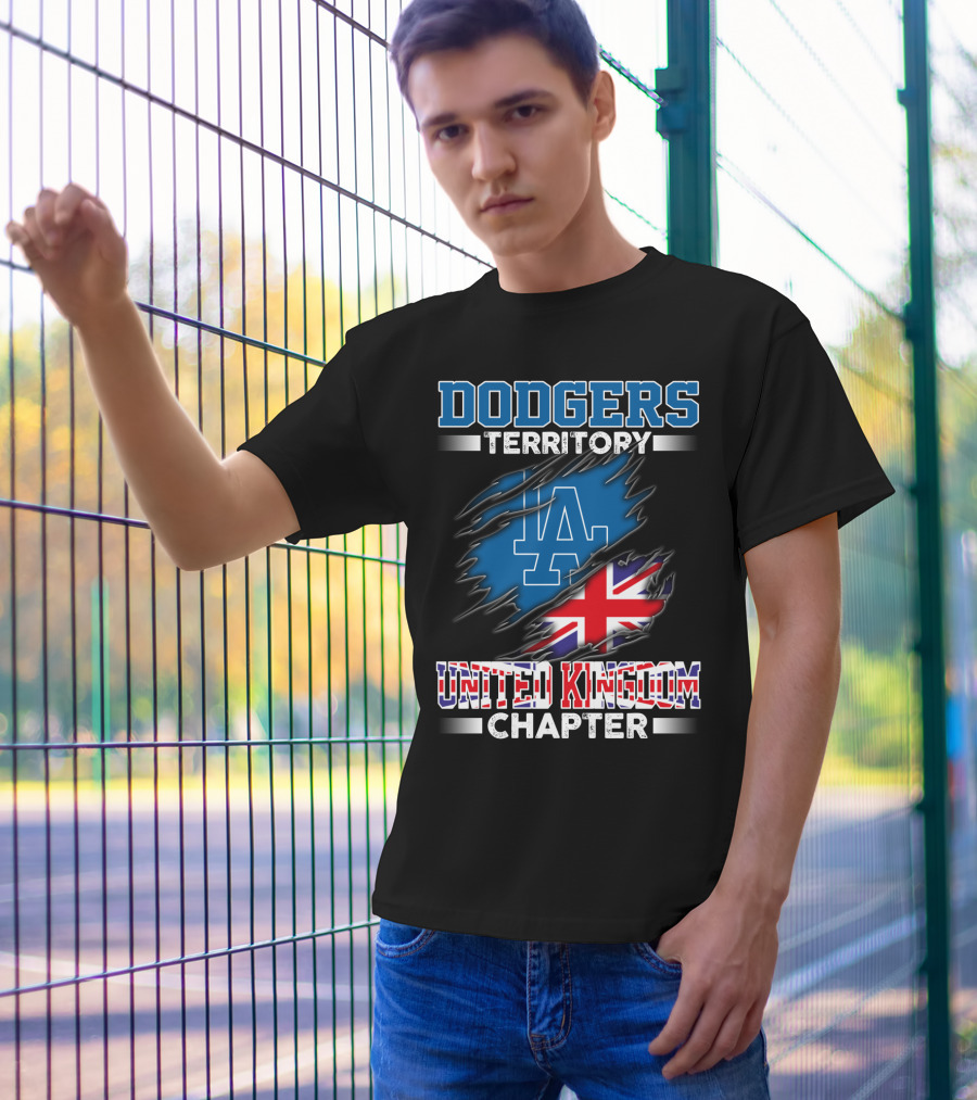 Dodgers Territory United Kingdom Chapter LA Logo Union Jack T-Shirt