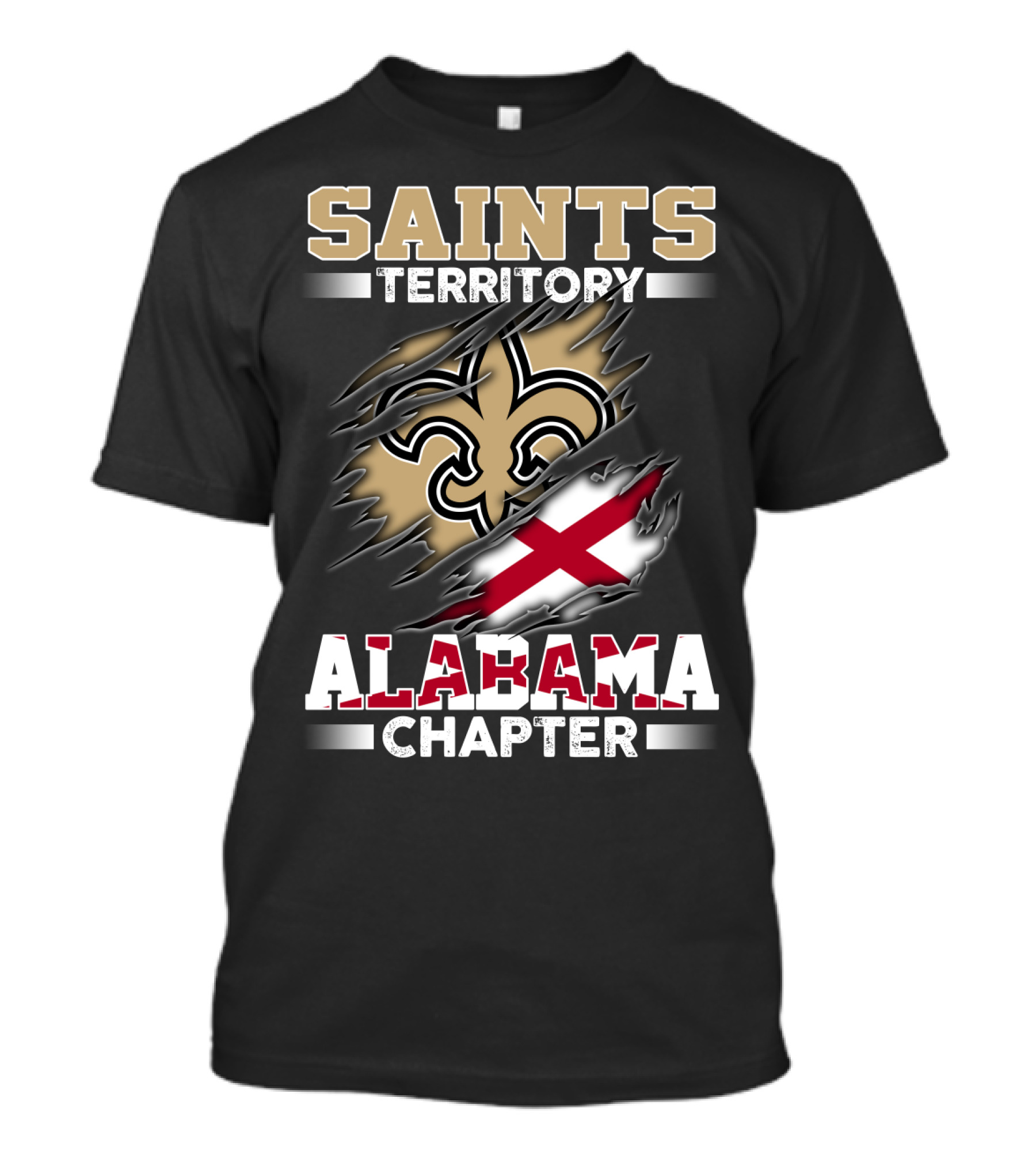 Saints Territory Alabama Chapter Fleur-De-Lis Cross Flag T-Shirt
