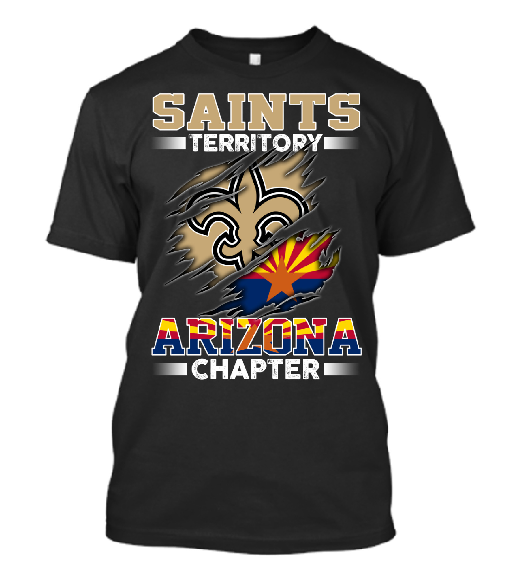 Saints Territory Arizona Chapter Fleur-De-Lis And Arizona Flag T-Shirt