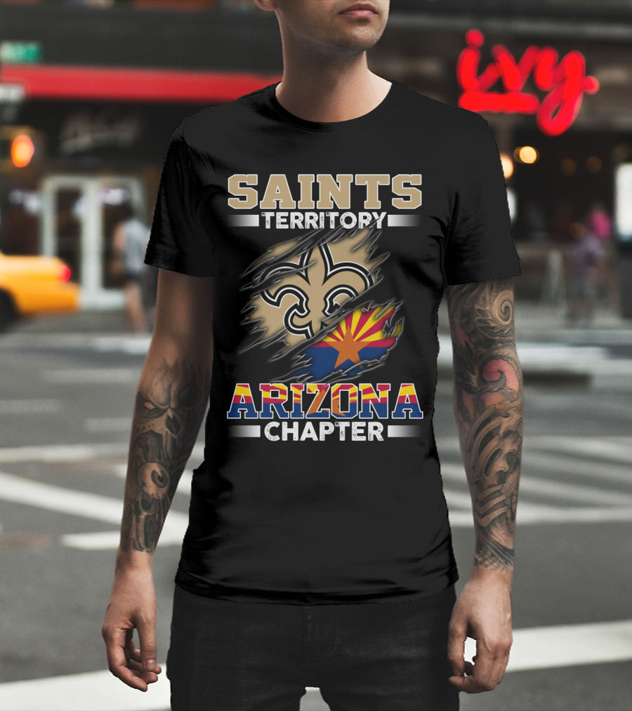 Saints Territory Arizona Chapter Fleur-De-Lis And Arizona Flag T-Shirt