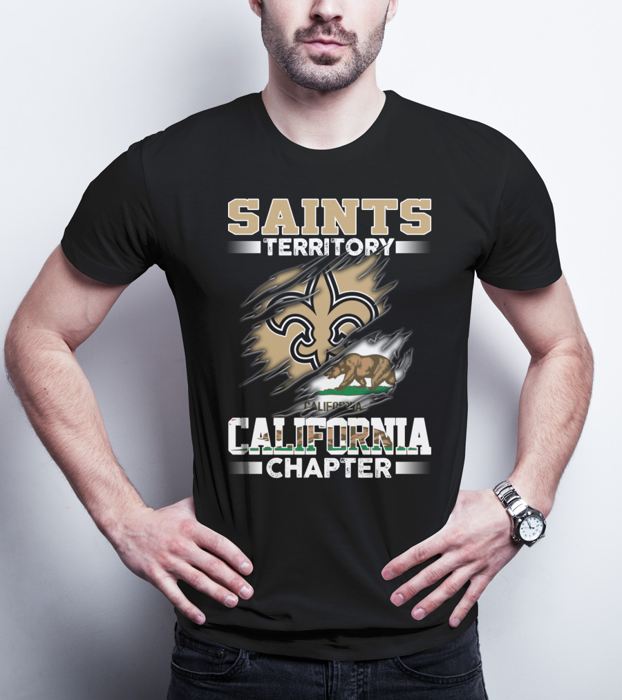 Saints Territory California Chapter Fleur-De-Lis And Bear Flag T-Shirt