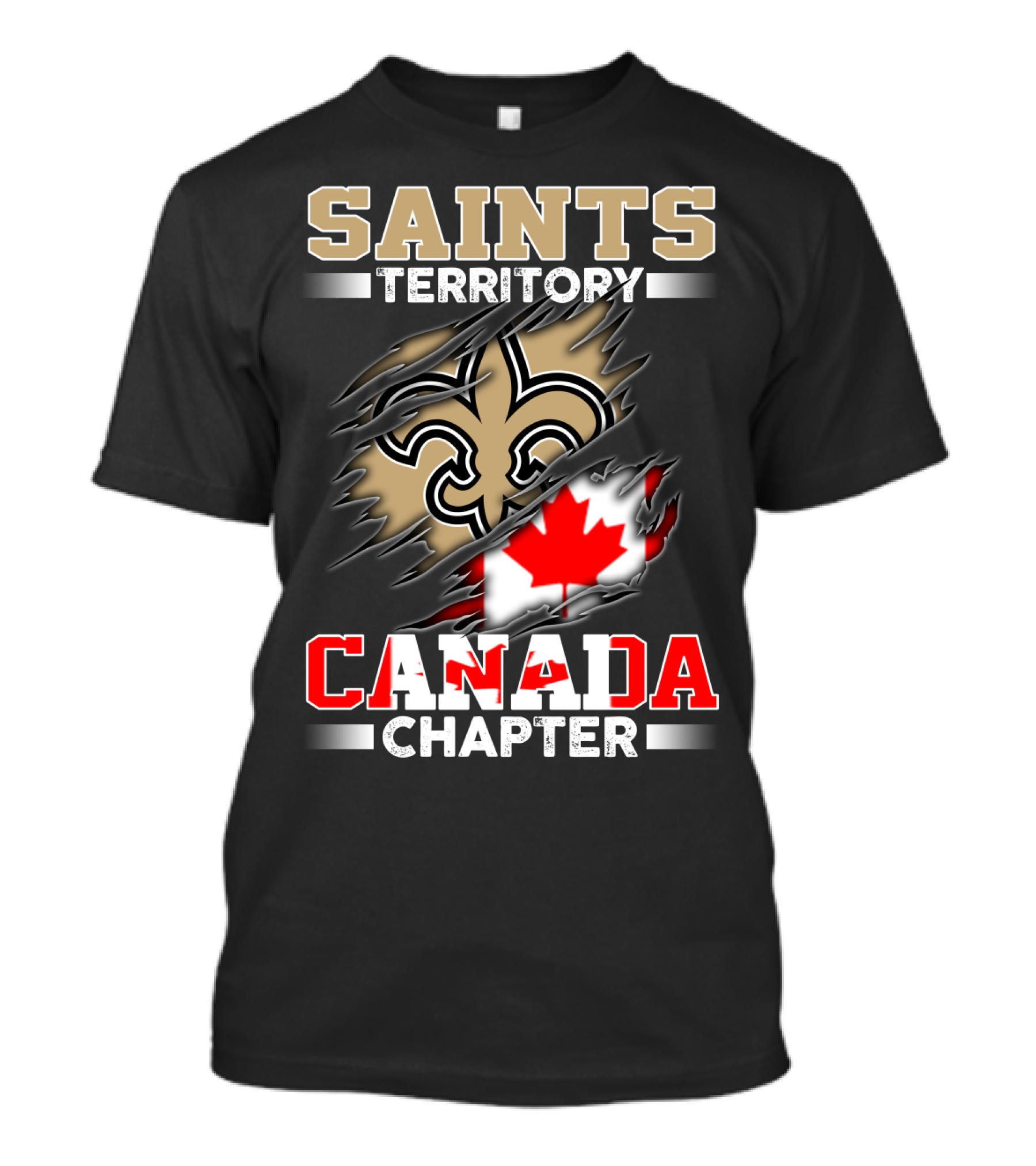 Saints Territory Canada Chapter Fleur-De-Lis And Maple Leaf T-Shirt