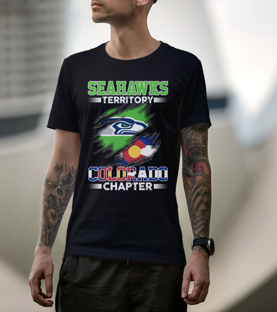 SEAHAWKS TERRITORY COLORADO CHAPTER SEATTLE LOGO FLAG интеграция T-Shirt