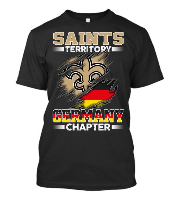Saints Territory Germany Chapter Fleur-De-Lis German Flag Ripping T-Shirt