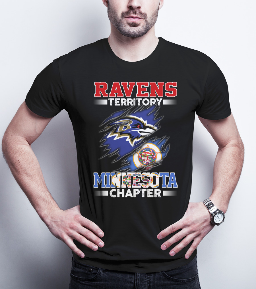 Ravens Territory Minnesota Chapter Nfl Team Logo And State Flag T-Shirt