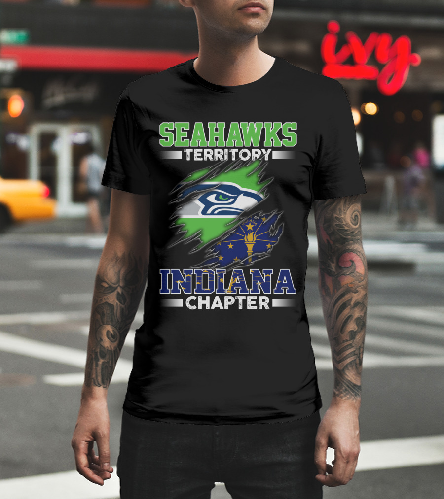 Seahawks Territory Indiana Chapter Flag Emblem Fan T-Shirt