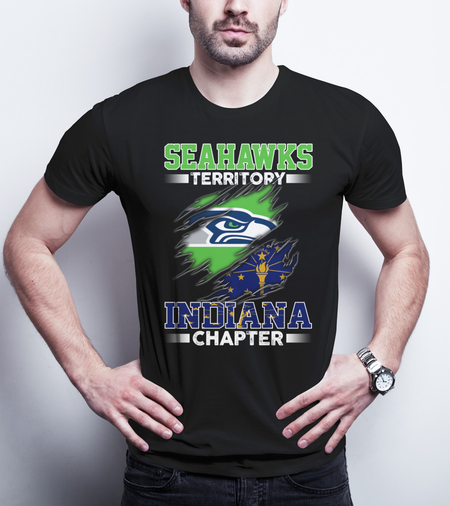 Seahawks Territory Indiana Chapter Flag Emblem Fan T-Shirt