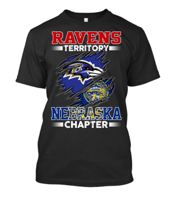 Ravens Territory Nebraska Chapter Torn Flag Style With Baltimore T-Shirt