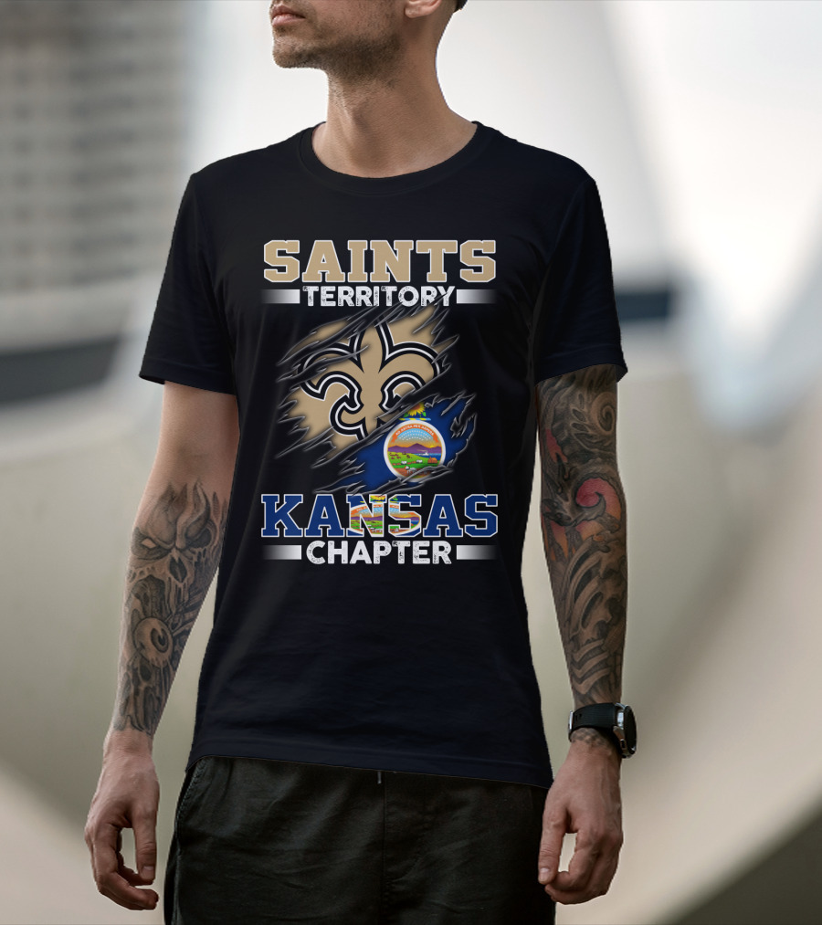 Saints Territory Kansas Chapter Fleur-De-Lis Symbol And Kansas State Seal T-Shirt