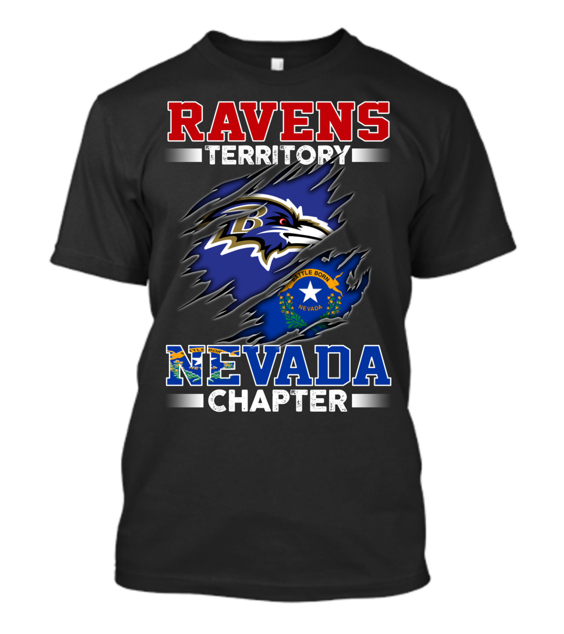 RAVENS TERRITORY NEVADA CHAPTER BATTLE BORN FLAG T-Shirt