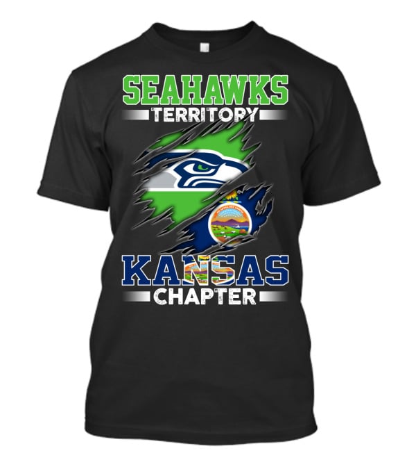 Seahawks Territory Kansas Chapter Flag Logo Fan Group T-Shirt