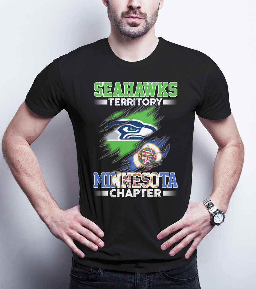 Seahawks Territory Minnesota Chapter Team Logo Flag Combination T-Shirt