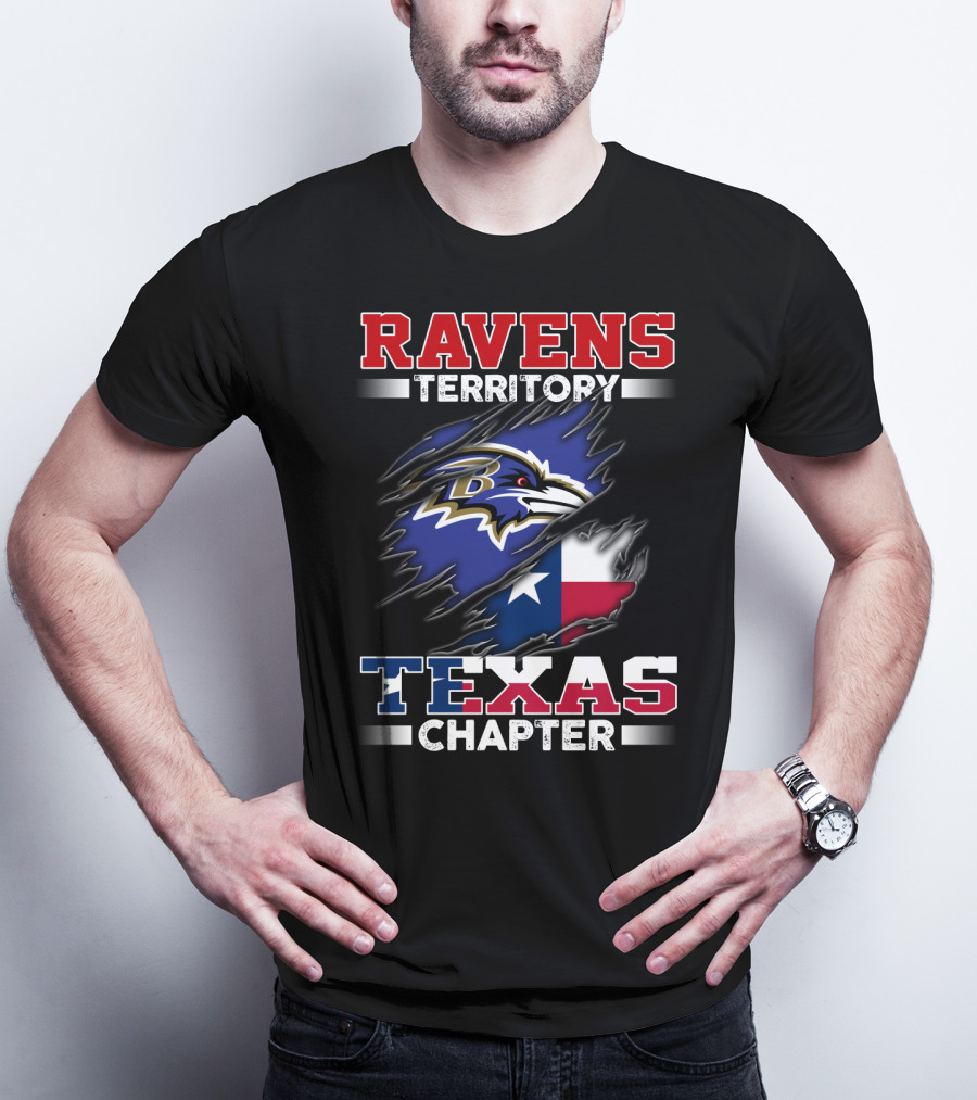 Ravens Territory Texas Chapter Nfl Team Texas State Flag T-Shirt