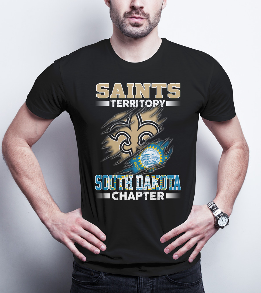Saints Territory South Dakota Chapter New Orleans Fleur-De-Lis Flag T-Shirt