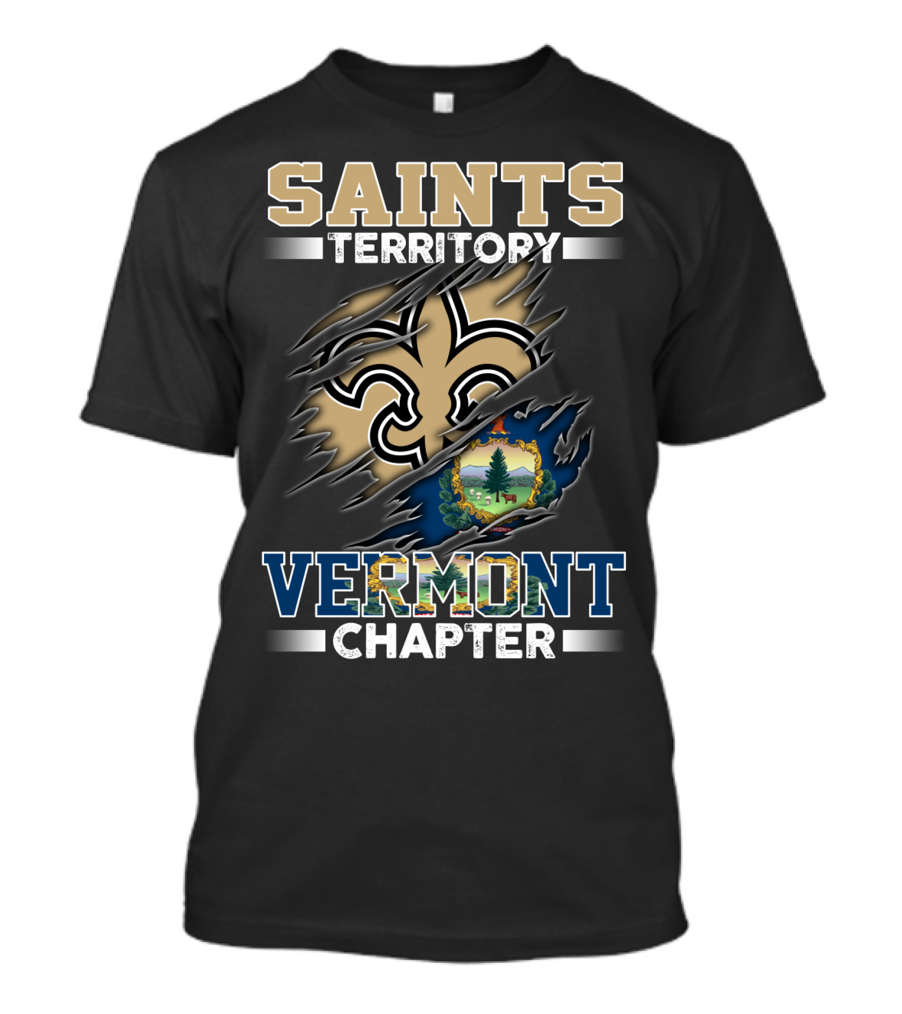 Saints Territory Fleur-De-Lis Vermont Chapter State Seal T-Shirt