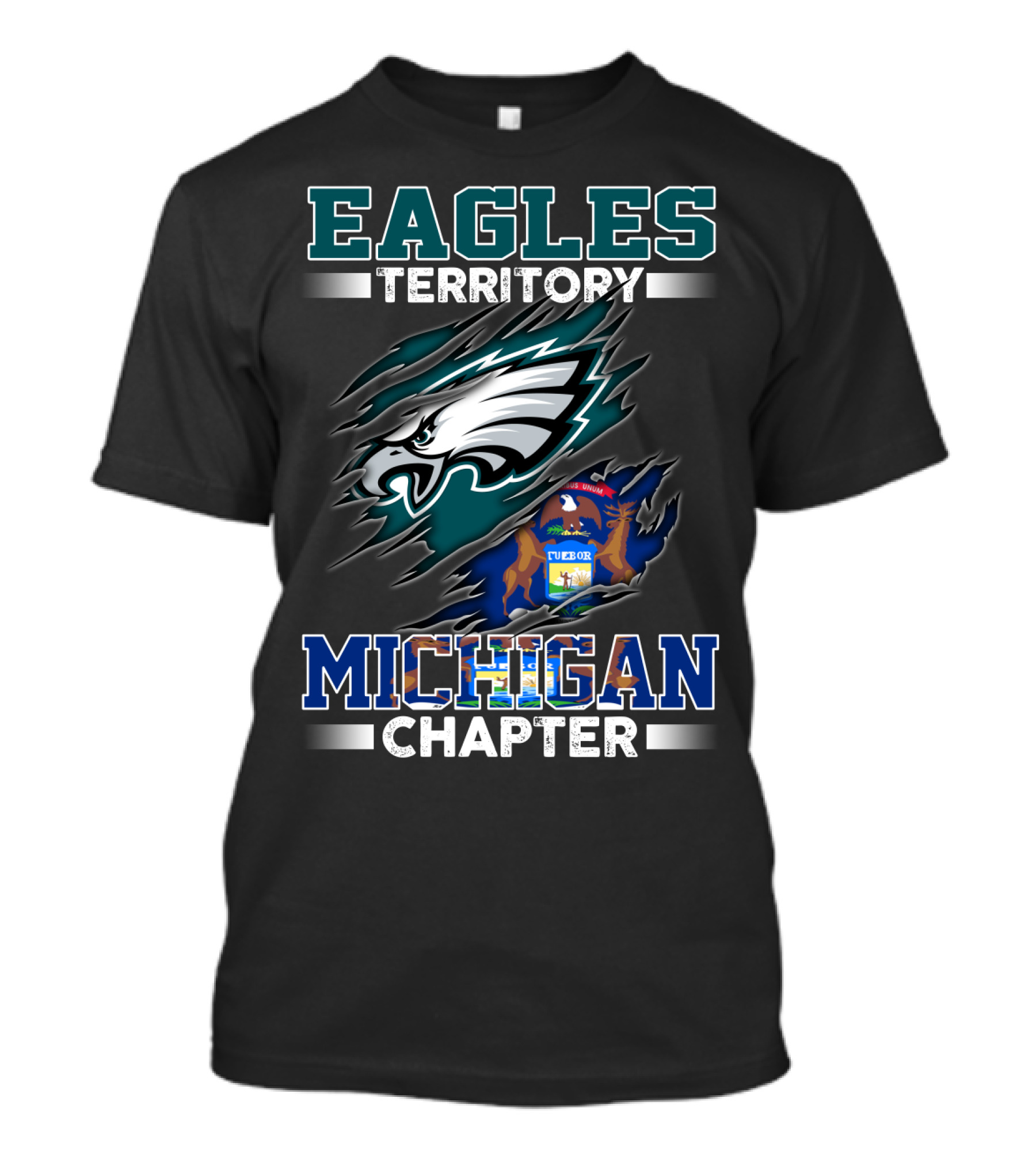 Eagles Territory Michigan Chapter Philadelphia Eagles And Michigan State Flag Fusion T-Shirt