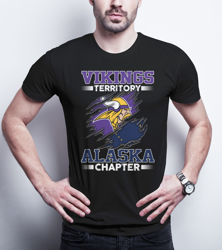 Vikings Territory Alaska Chapter Viking Helmet And Alaska Flag T-Shirt