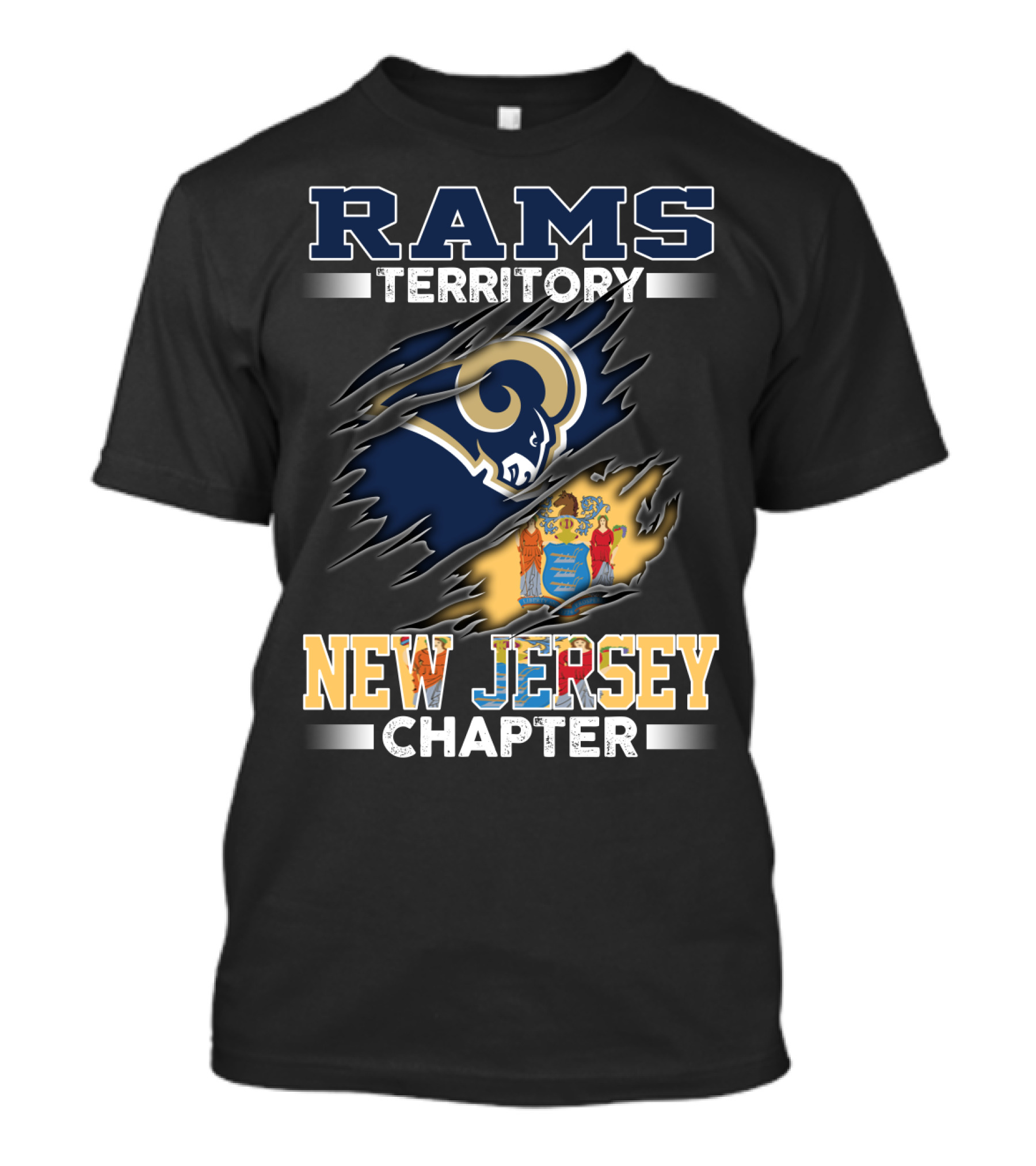 Rams Territory New Jersey Chapter Logo With State Flag T-Shirt