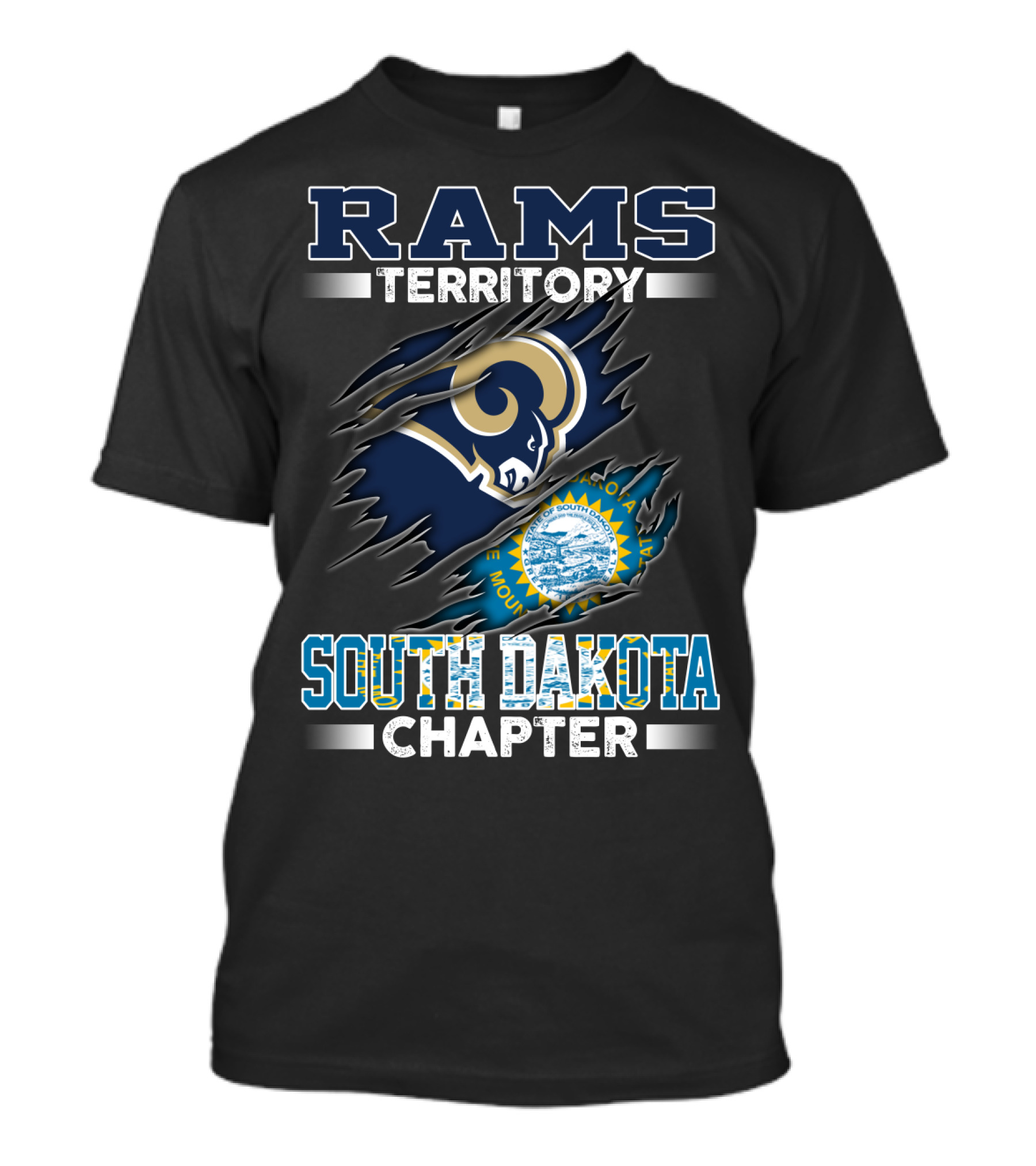 Rams Territory South Dakota Chapter State Seal And Team Logo Integration T-Shirt