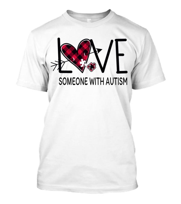 LOVE Someone With Autism Heart Puzzle T-Shirt