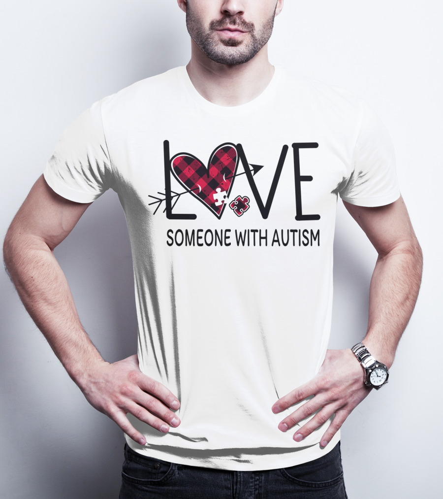 LOVE Someone With Autism Heart Puzzle T-Shirt