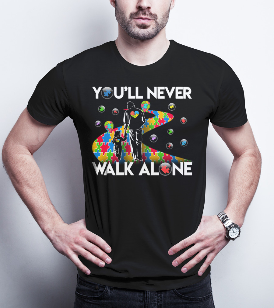 You'll Never Walk Alone Autism Awareness Puzzle Path T-Shirt