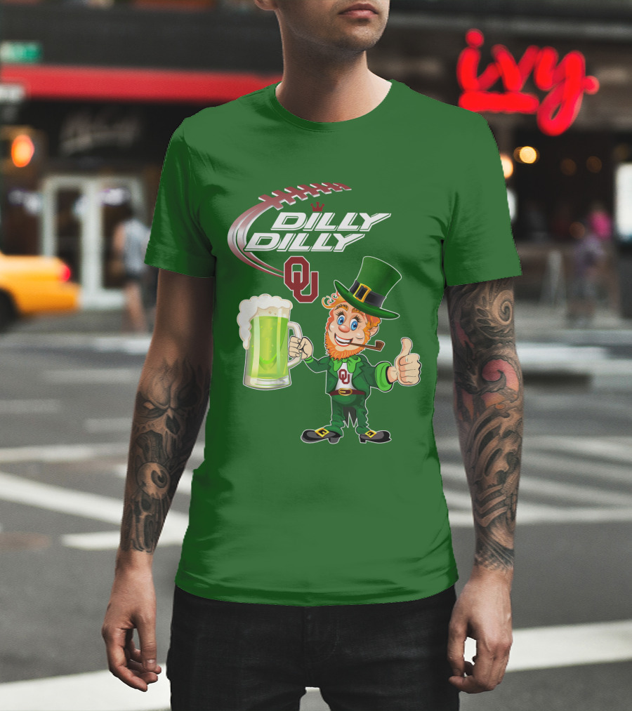 Dilly Dilly OU Football Green Beer Leprechaun T-Shirt