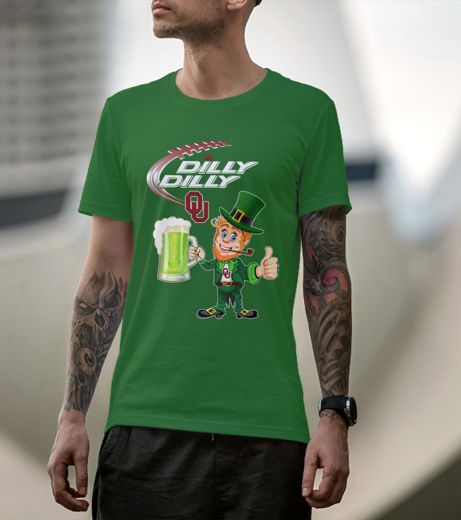 Dilly Dilly OU Football Green Beer Leprechaun T-Shirt