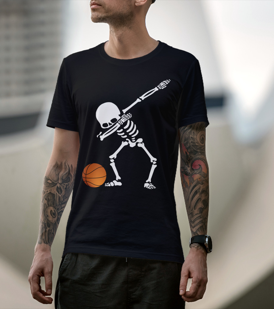 Basketball Skeleton Dabbing With Ball T-Shirt