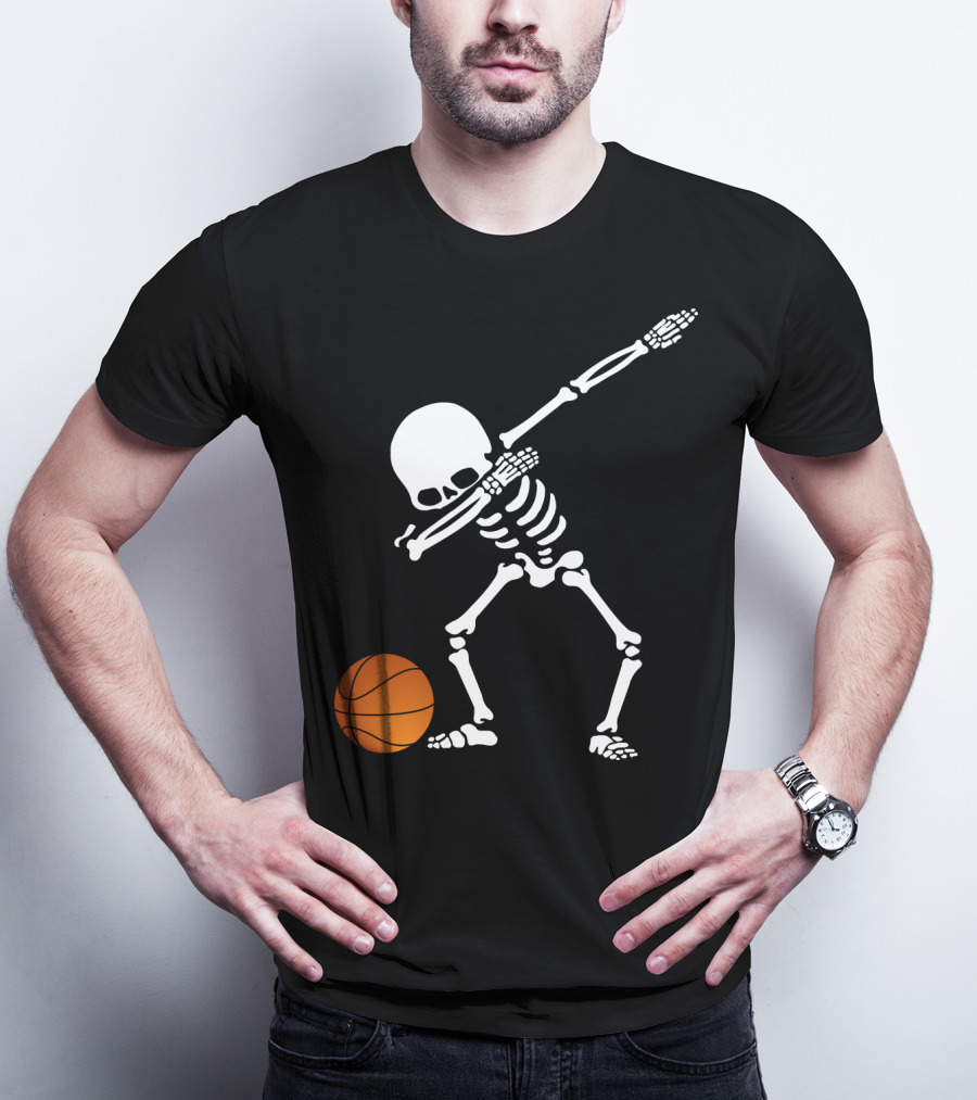 Basketball Skeleton Dabbing With Ball T-Shirt
