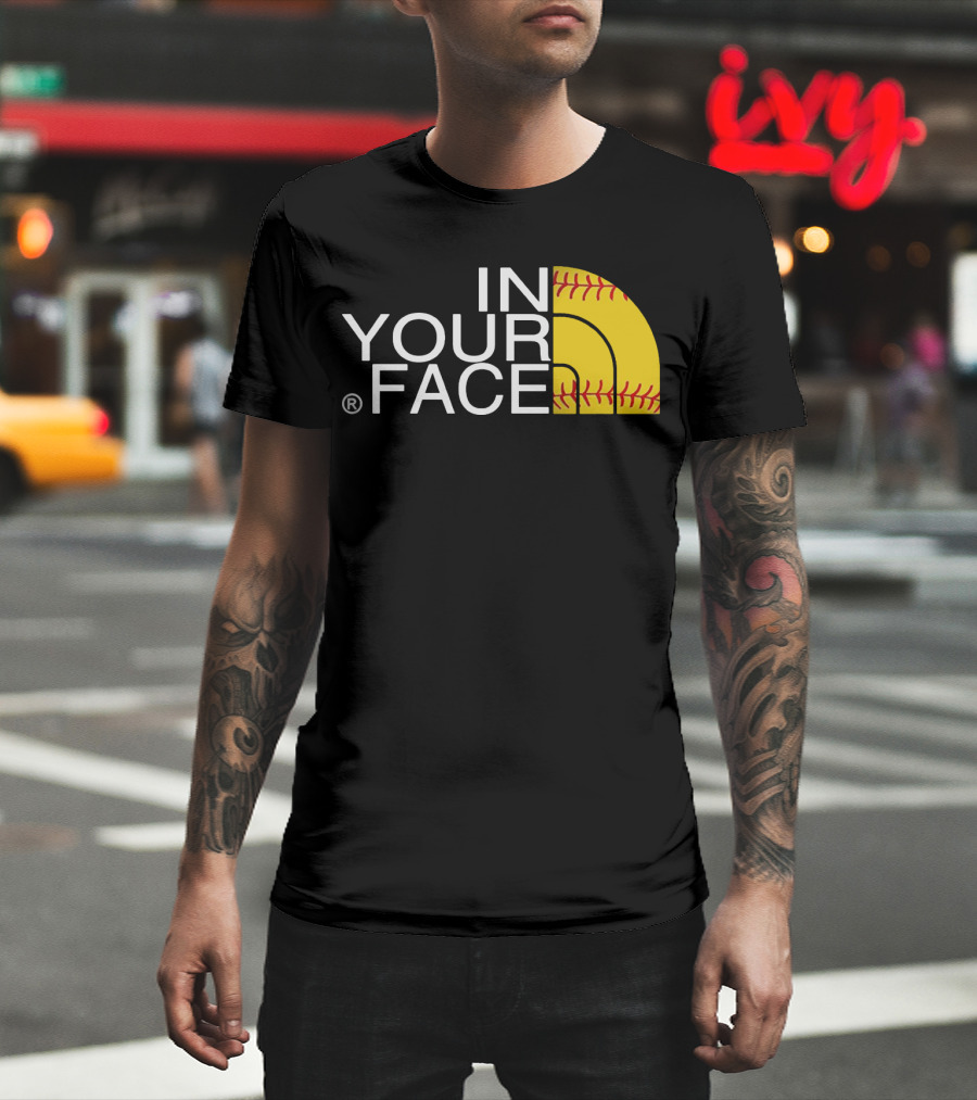 IN YOUR FACE Baseball Stitch T-Shirt