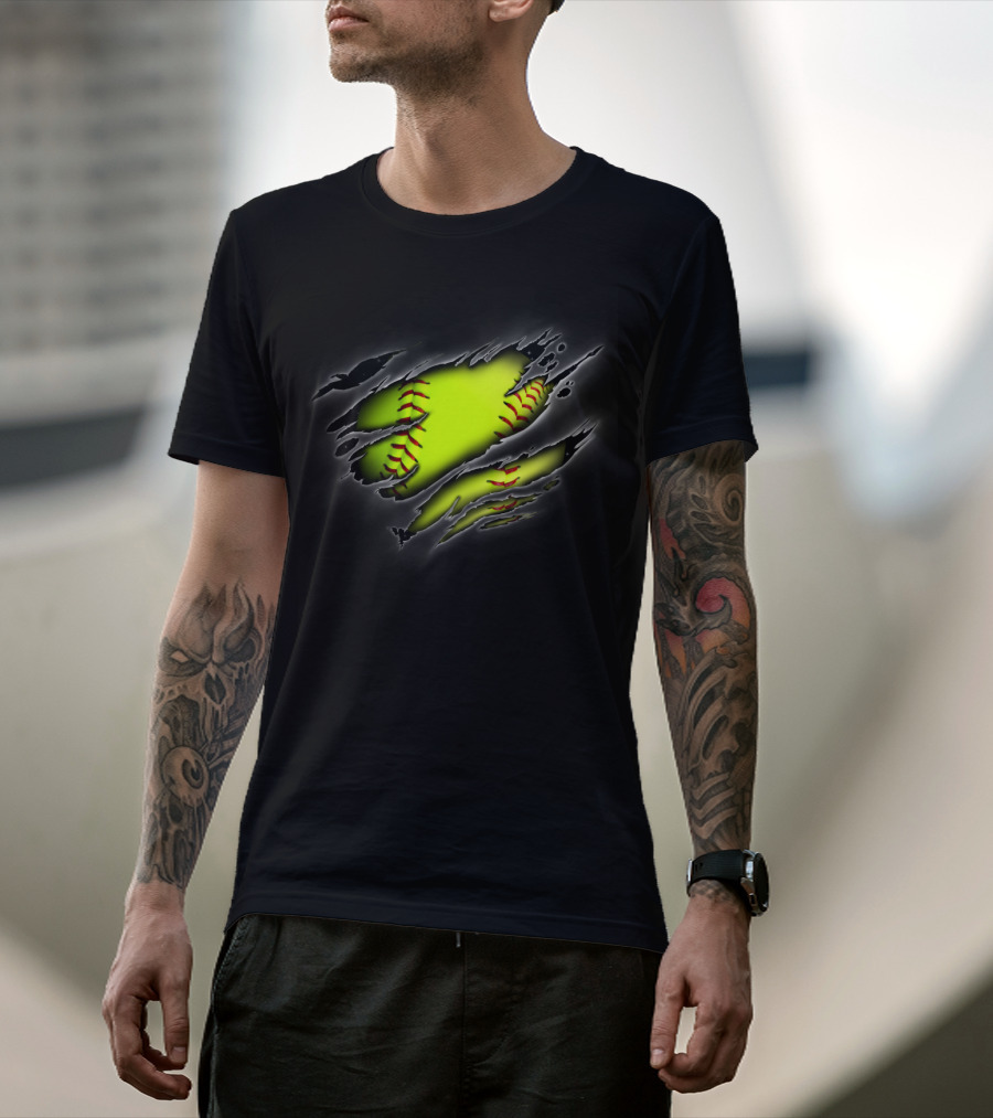 Softball Inside Me Ripped Ball T-Shirt