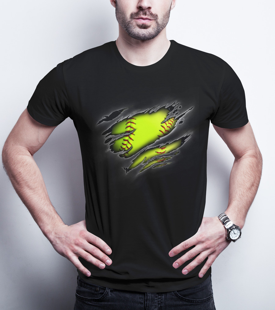Softball Inside Me Ripped Ball T-Shirt