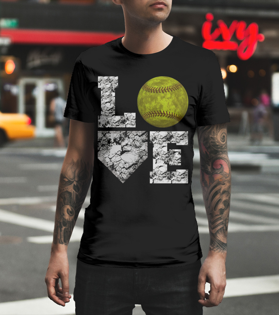 LOVE Softball Home Plate Grunge T-Shirt